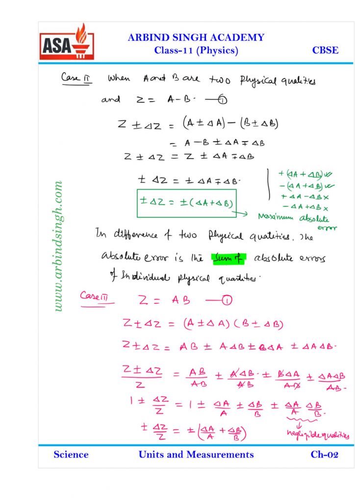 Class Notes : Units and Measurements – arbindsingh.com